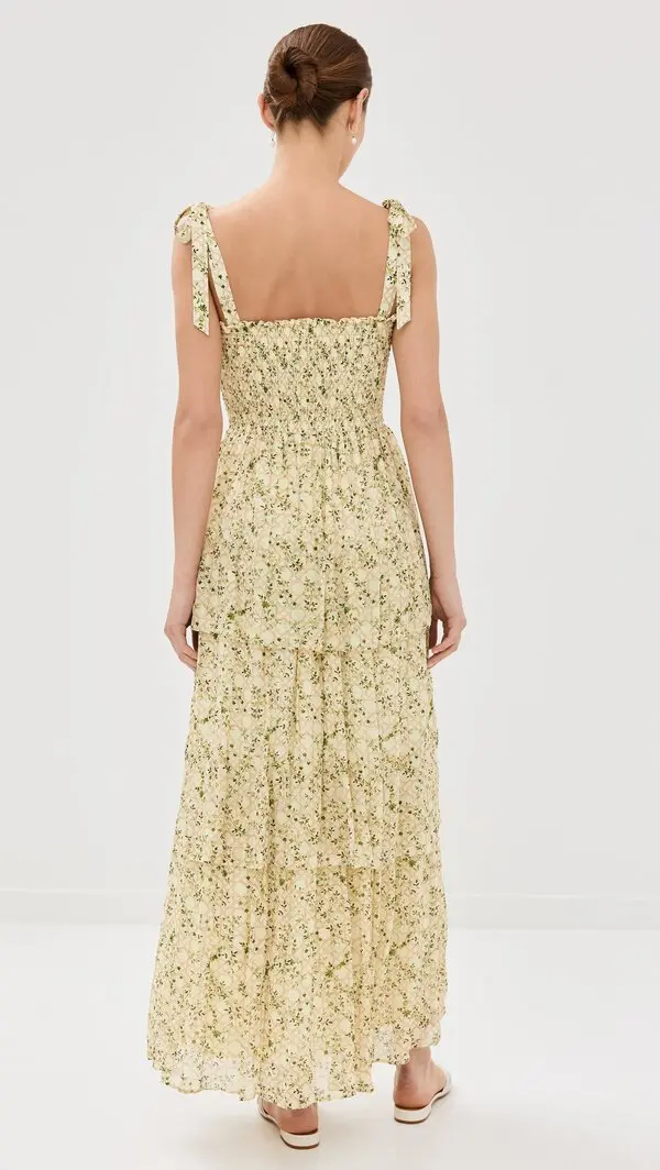 Hill House Home The Elise Nap Dress In Basketweave Vine, Yellow